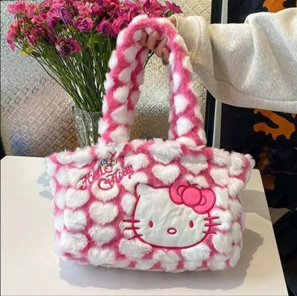 Hello Kitty | Bags | Brand New Fuzzy Hello Kitty Tote Bag Cute Cozy ...